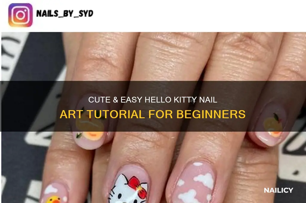 Cute & Easy Hello Kitty Nail Art Tutorial For Beginners | Nailicy