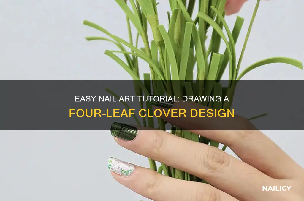 Easy Nail Art Tutorial: Drawing A Four-Leaf Clover Design | Nailicy