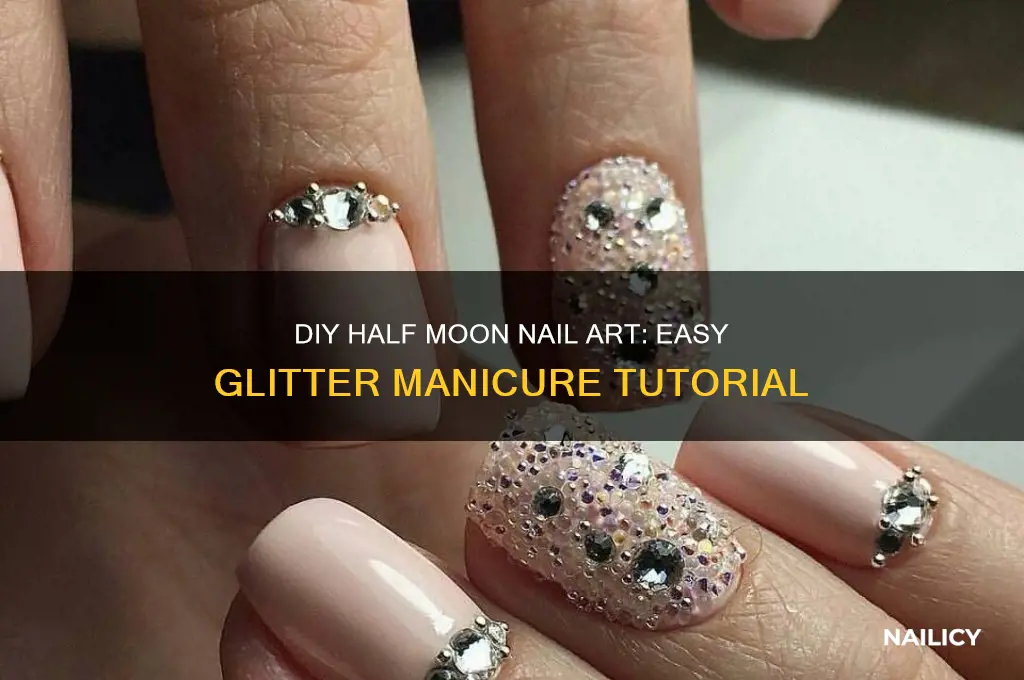 Diy Half Moon Nail Art: Easy Glitter Manicure Tutorial | Nailicy