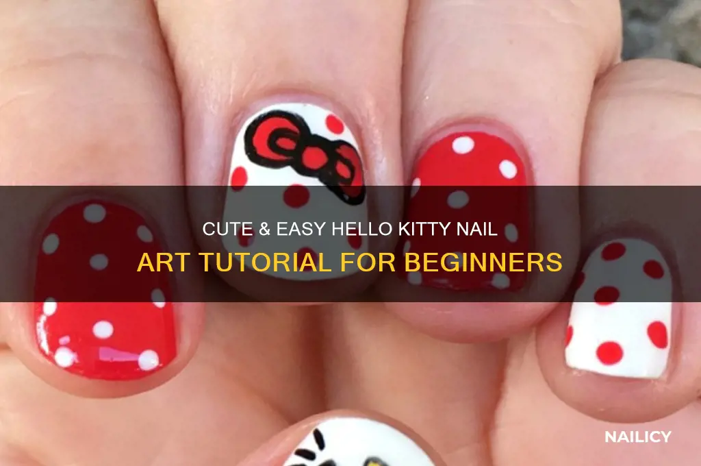 Cute & Easy Hello Kitty Nail Art Tutorial For Beginners | Nailicy
